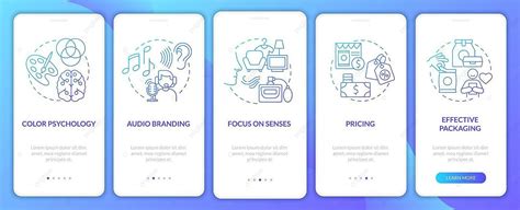 Mobile App Onboarding Screen For Neuroscience In Marketing Vector Infographic Online Brochure