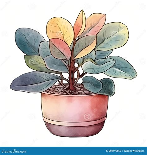 Green Vintage Tropical Vintage Tree In Clay Pot Isolated Stock