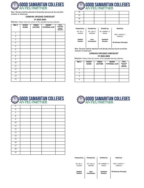 Revised Canvas Upload Checklist Pdf