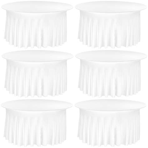 6 Pack 5ft Spandex Table Skirts For Round Table Washable Table Covers