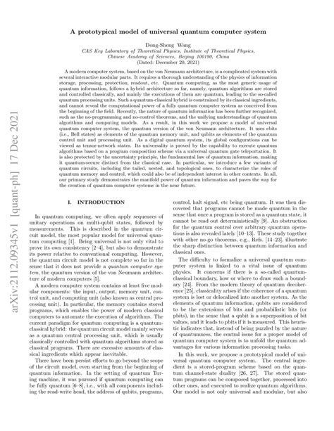 A Prototypical Model Of Universal Quantum Computer System DeepAI