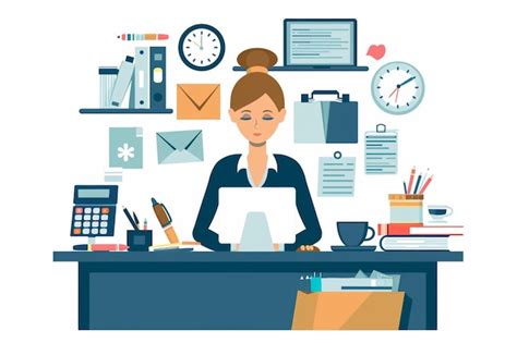 Businesswoman Doing Multiple Tasks Premium Ai Generated Vector