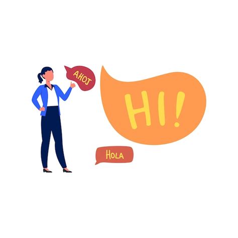 Premium Vector A Girl Is Saying Hi In English