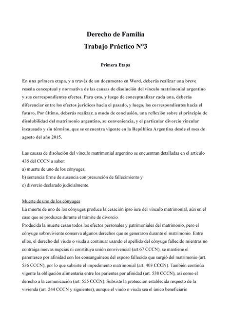 Famila TP 3 1 Derecho de Familia Trabajo Práctico 3 1 Derecho de