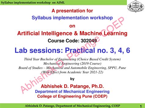 Pdf A Presentation For Syllabus Implementation Workshop On Artificial Intelligence And Machine