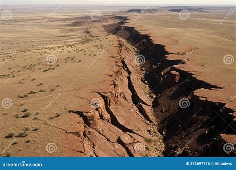 Horizontal Fault Line Slicing Through Earth S Surface With Visible