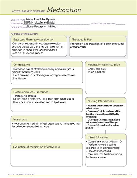 Musculoskeletal System Raloxifene ACTIVE LEARNING TEMPLATES