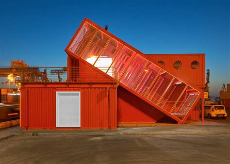 Angled Shipping Container Houses Stairs For Office By Potash