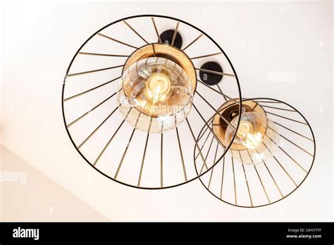 Twin Decorative Pendant Plain White Ceiling Lamps With Black Cables And