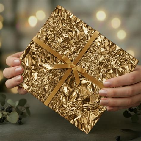 Gold Metallic Texture Wrapping Paper Luxury Foil Crinkle T Wrap
