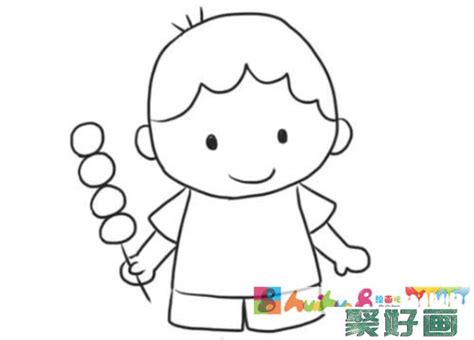 拿糖葫芦的小孩简笔画步骤教程怎么画简笔画教程 加加色