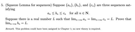 Solved Squeeze Lemma For Sequences ﻿suppose {an} {bn}