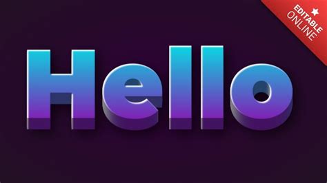 Hello Blue Purple Magic 3d Text Effect Generator