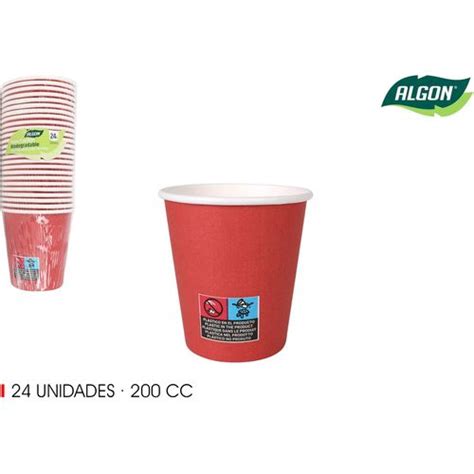 Set Vasos De CartÓn 24 Unidades Color Rojo 200cc Algon Leroy Merlin