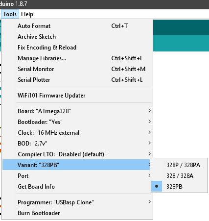 Arduino Nano with ATmega PB and Arduino IDE support tosiek kodowanie znaków