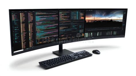 A Sleek Dual Monitor Setup Displaying Vibrant Data And Code Perfect For Tech Enthusiasts And