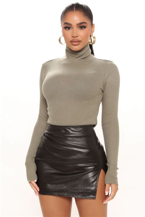 Kassie Turtleneck Top Olive Fashion Nova