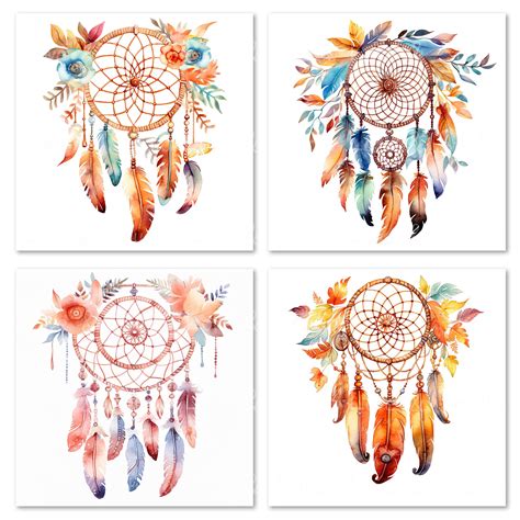 25 Dreamcatcher Watercolor Clipart Exotic Boho Patchwork Etsy
