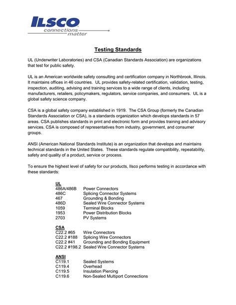 Ul Csa Testing Standards