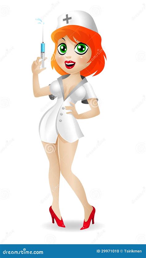 De Aantrekkelijke Spuit Van De Verpleegstersholding Vector Illustratie