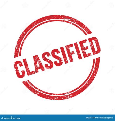 Classified Text Written On Red Grungy Round Stamp Stock Illustration Illustration Of Vintage