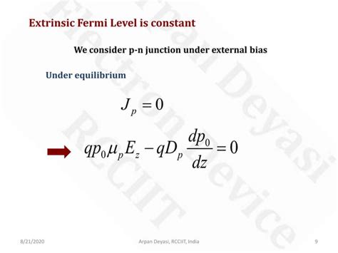 Built In Potential And Extrinsic Fermi Level In P N Junction Diode