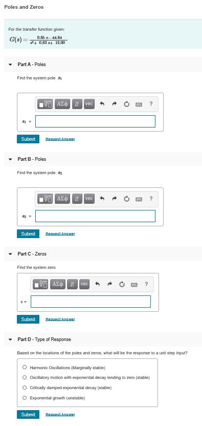 Solved Poles And Zeros For The Transfer Function Given 085