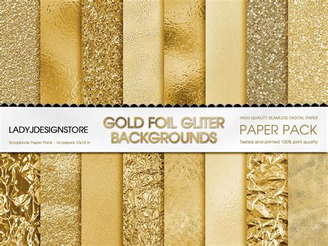 Gold Foil Glitter Digital Paper Gold Digital Texture Paper Etsy