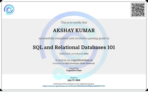 Ibm Db0101en Certificate Cognitiveclass