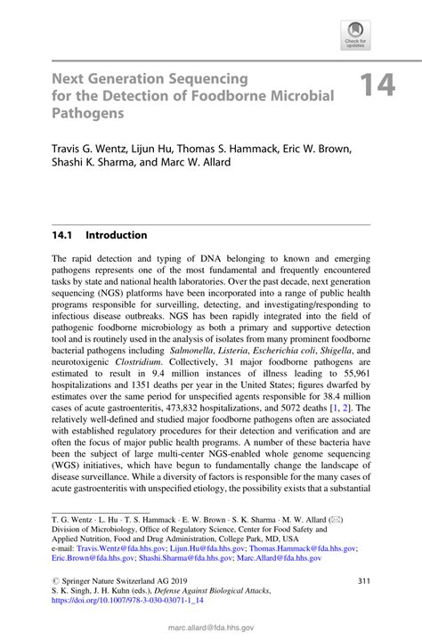 Pdf Next Generation Sequencing For The Detection Of Foodborne Microbial Pathogens
