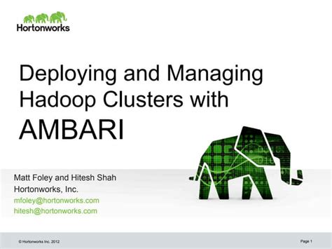 Deploying And Managing Hadoop Clusters With Ambari Ppt