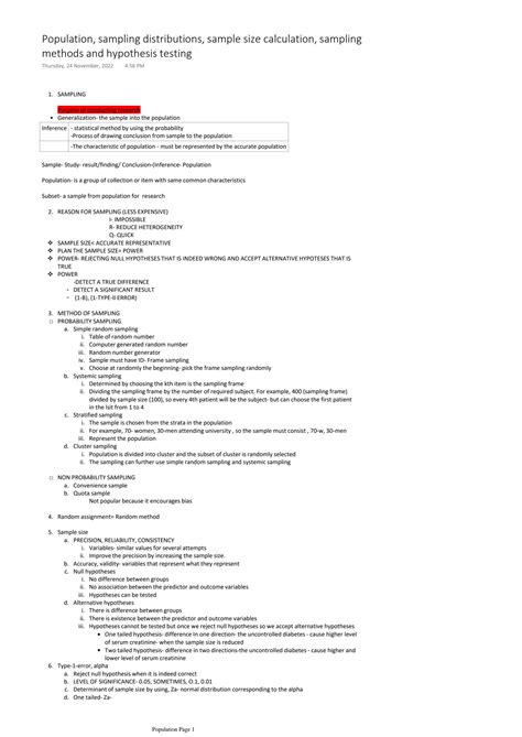 Solution Population Sampling Distributions Sample Size Calculation