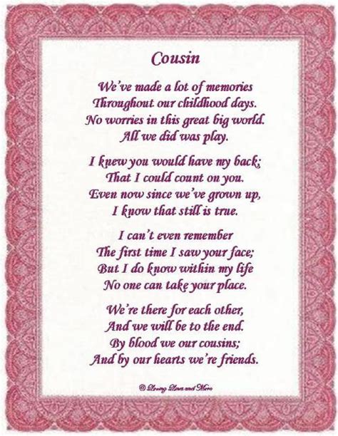 I Love My Cousins Poems