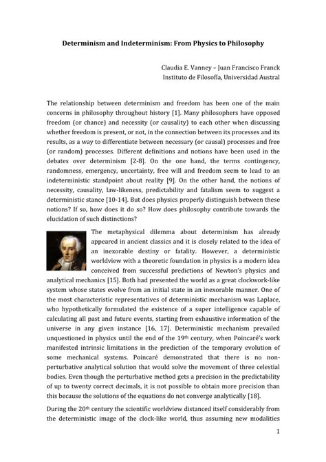 Pdf Determinism And Indeterminism From Physics To Philosophy