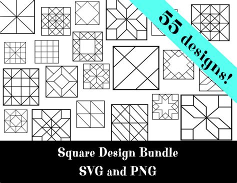 Geometric Square Designs 55 Files Png And Svg For 3d Printing And Decals Etsy
