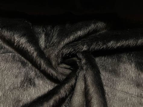 Super Luxury Faux Fur Fabric Material Long Pile Jet Black Crs Fur Fabrics