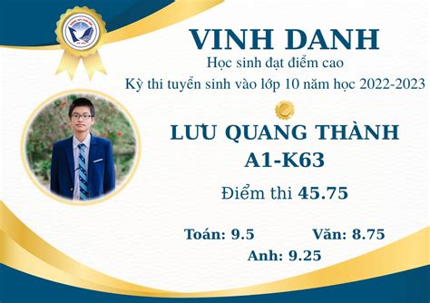 Vinh Danh Học Sinh Đạt Điểm Cao Kỳ Thi Tuyển Sinh Vào Lớp 10 Năm Học