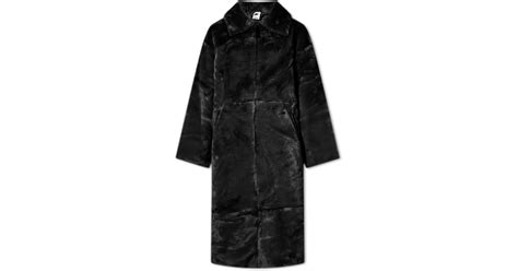 Nike Faux Fur Swoosh Jacket In Black Lyst