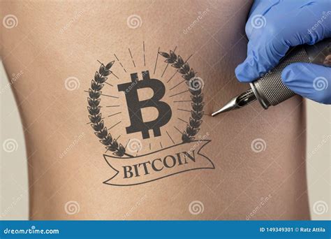 Tattooing Cryptocurrency Concept On Naked Back Stock Image Image Of