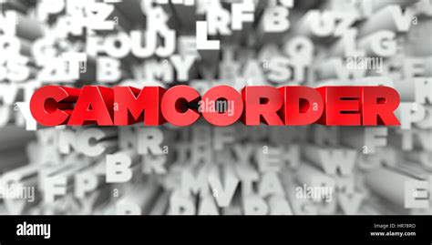 Camcorder Red Text On Typography Background 3d Rendered Royalty