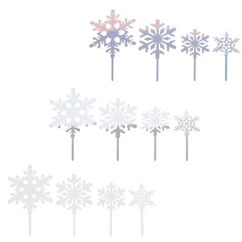 Kerst Sneeuwvlok Cake Topper Wit Zilver Kleurrijke Grandado