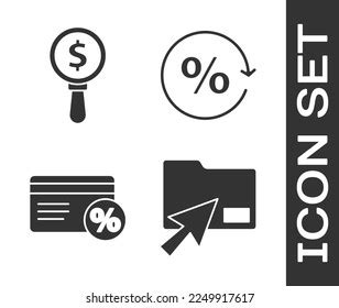 Set Cursor Click Document Folder Magnifying Stock Vector Royalty Free Shutterstock