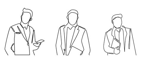 Businessman Concept Continuous Line Drawing Style Business Abstract