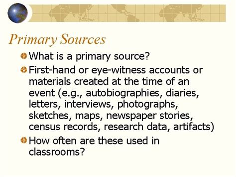 Primary And Secondary Sources Adapted From The Work