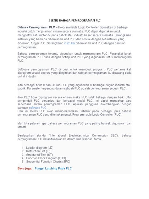 5 Jenis Bahasa Pemrograman Plc Pdf