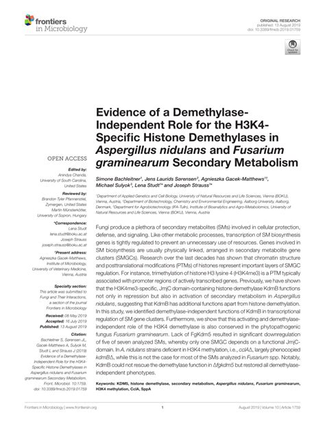 Pdf Evidence Of A Demethylase Independent Role For The H3k4 Specific