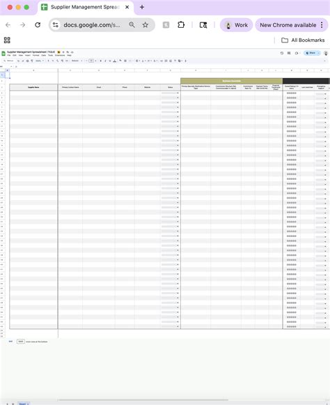 Supplier Management Spreadsheet Tique