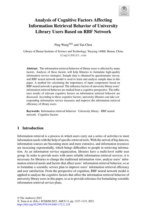 Pdf Analysis Of Cognitive Factors Affecting Information Retrieval Behavior Of University