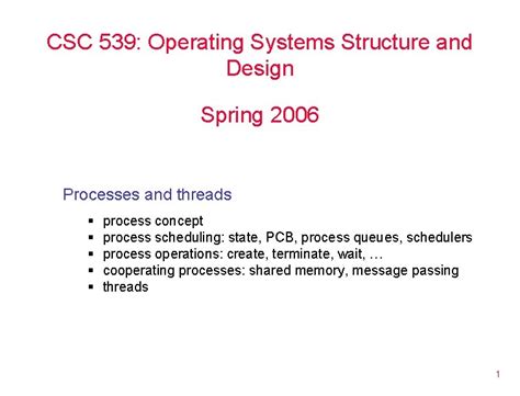 CSC Operating Systems Structure And Design Spring