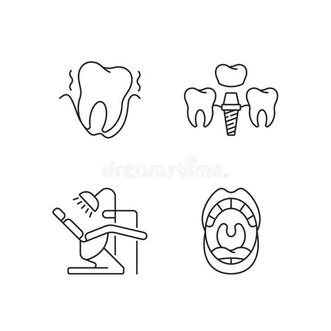 Lineaire Pictogrammen Voor Mondholte Vector Illustratie Illustration